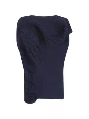 Issey Miyake Asymmetric Ribbed-knit Top - Black