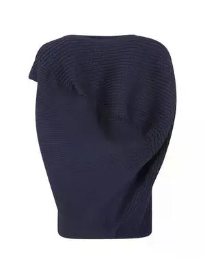 Issey Miyake Asymmetric Ribbed-knit Top - Black