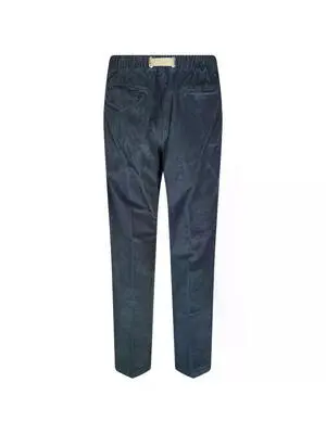 WHITE SAND Belted Corduroy Trousers - Blue