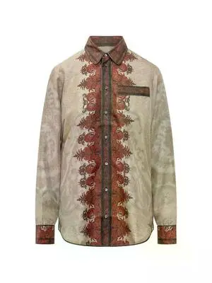 PIERRE-LOUIS MASCIA Aloe Paisley-print Shirt - Neutrals