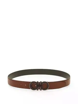 FERRAGAMO Reversible And Adjustable Gancini Belt - Brown