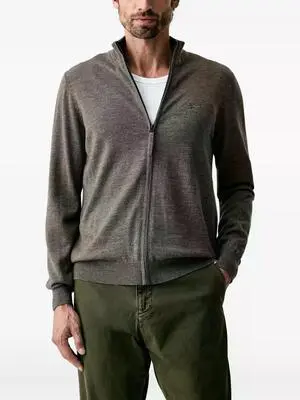 AERONAUTICA MILITARE Logo-embroidered Zip Cardigan - Brown