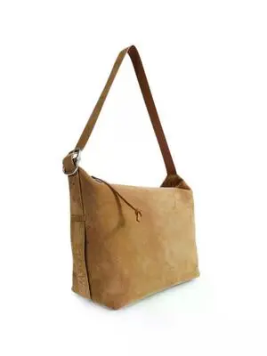 Loewe Loop Shoulder Bag In Suede Calfskin - Brown
