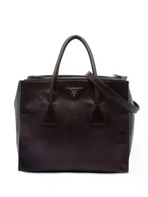 Prada Glace Calf Twin Pocket Double Handle Satchel