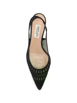ARTEANA Crochet Mesh Slingback Pumps - Black