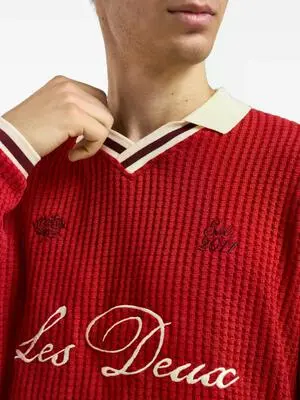 LES DEUX Logo-embroidered Waffle Knit Sweater