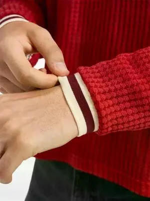 LES DEUX Logo-embroidered Waffle Knit Sweater