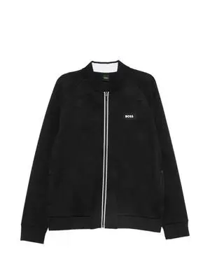 BOSS Geometric-pattern Zip-up Sweater - Black