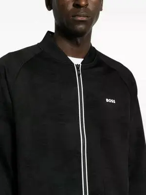 BOSS Geometric-pattern Zip-up Sweater