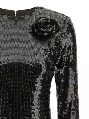 ROTATE BY BIRGER CHRISTENSEN Sequin-embellished Floral-appliqué Mini Dress - Brown