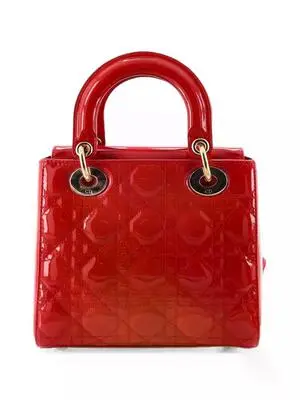 Dior Cannage Quilt Patent Small Satchel - Red