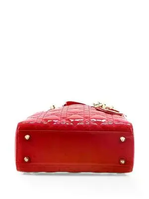 Dior Cannage Quilt Patent Small Satchel - Red