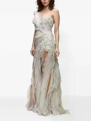NORINA ST Zaira Ruffled One-shoulder Gown