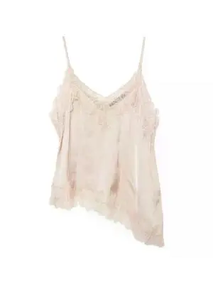 LUISA CERANO Lace-trim Asymmetric Blouse - Neutrals