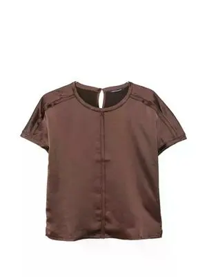 LUISA CERANO Satin-finish Panelled Top - Brown
