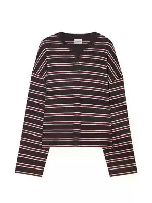 Closed Striped Long-sleeve Top - Brown