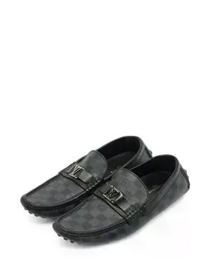 LOUIS VUITTON Damier Graphite Canvas Hockenheim Loafers