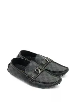 LOUIS VUITTON Damier Graphite Canvas Hockenheim Loafers
