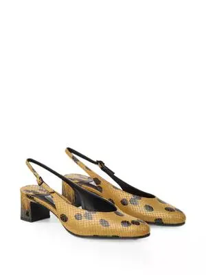 JIMMY CHOO Eyla Sling-back 45 Printed Leather Pumps - Neutrals