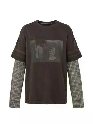 Andersson Bell Layered-sleeve Graphic-print T-shirt - Black