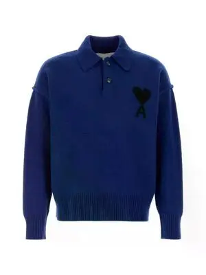AMI Paris De Coeur Wool Sweater - Blue