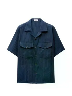 Versace Jacquard Cotton-silk Regular Shirt - Blue