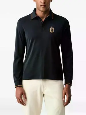 AERONAUTICA MILITARE Embroidered-logo Long-sleeve Polo Shirt - Black