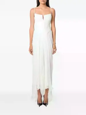 NORINA ST Corset-style Pleated Maxi Dress - White