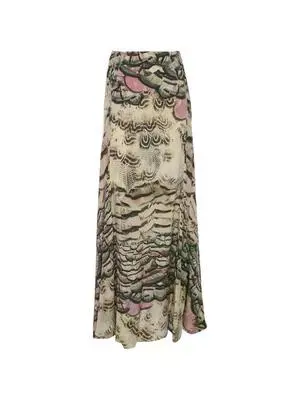 Roberto Cavalli Graphic-print Silk Maxi Skirt - Neutrals