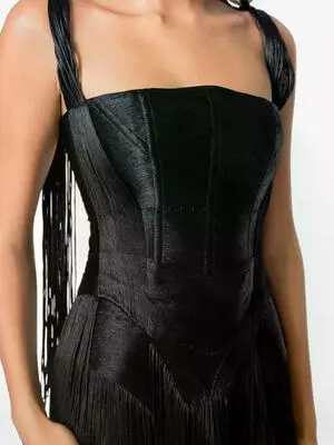 NORINA ST Fringe-trimmed Corset Maxi Dress