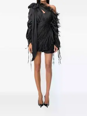 NORINA ST Jamila Feather-trim Ruched Mini Dress