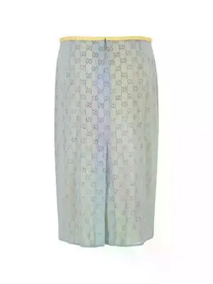 Gucci Silk Stretch Chiffon Skirt With Crystals - Blue