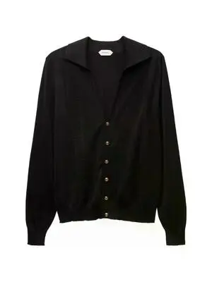 Versace Cotton Knit Polo Cardigan - Black