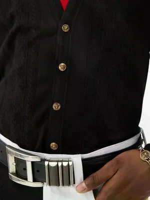 Versace Cotton Knit Polo Cardigan