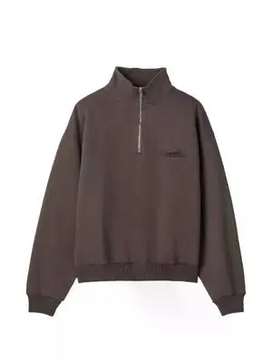 Jacquemus Quarter-zip Logo-patch Sweatshirt - Brown