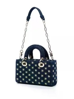 Dior Micro Denim Embroidered Star Lady D-joy Satchel