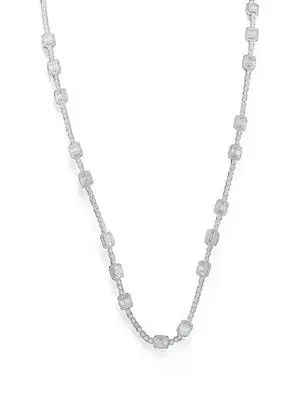 LB EXCLUSIVE Diamond Station Necklace - Silver
