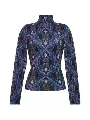 Cara Cara Piper Graphic-print Turtleneck Top - Blue