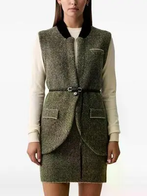 SILVIAN HEACH Herringbone-pattern Belted Vest