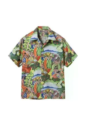 SUN SURF X Eugene Savage Original Matson Menu Design Short-sleeve Shirt - Green