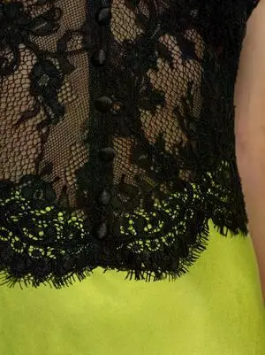 SELF-PORTRAIT Satin Lace Midi Dress - Green