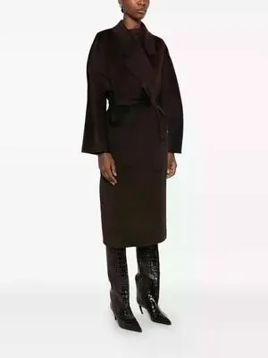 Elisabetta Franchi Belted Logo-plaque Coat - Brown