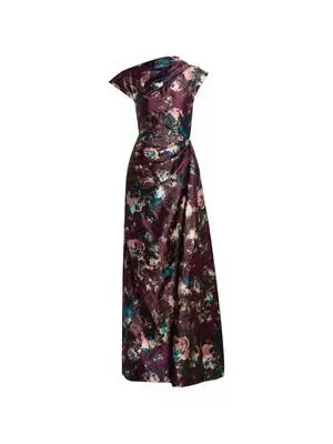 Erdem Floral Print Draped Gown - Red