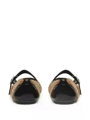 CANDICE COOPER Dafne Brid Teddy Buckle-fastening Ballet Flats - Brown
