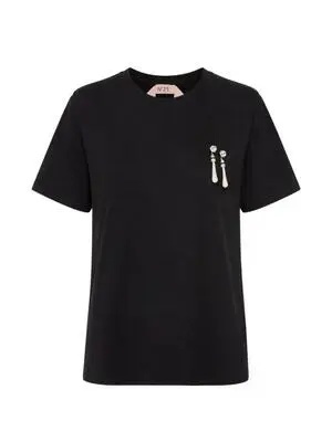 N°21 Embellished Cotton T-shirt - Black