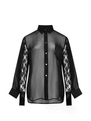 Comme Des Garçons Sheer Lace-panel Shirt