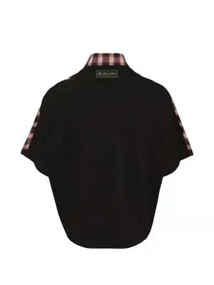 We11Done Red Dolmancheck-pattern Panelled Shirt - Black