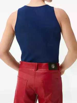 Versace Embroidered-logo Ribbed Cotton-jersey Tank Top