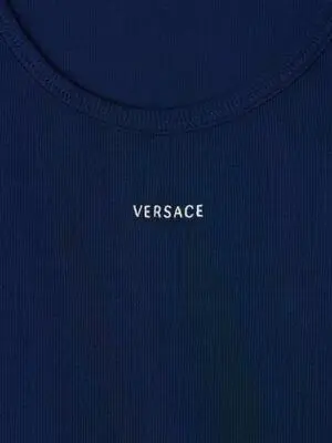 Versace Embroidered-logo Ribbed Cotton-jersey Tank Top