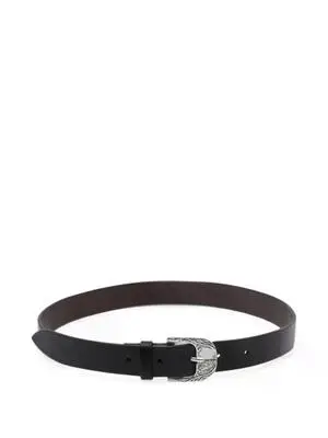 Orciani Engraved-buckle Leather Belt - Black